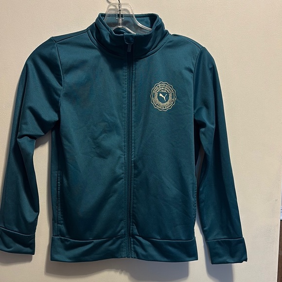 Puma | Jackets & Coats | Puma Dark Teal Jacket With Gold Emblem | Poshmark